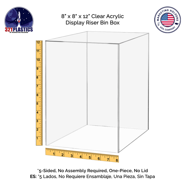 8" x 8" x 12" Rectangular Clear Acrylic Retail Display Box – 321 Plastics